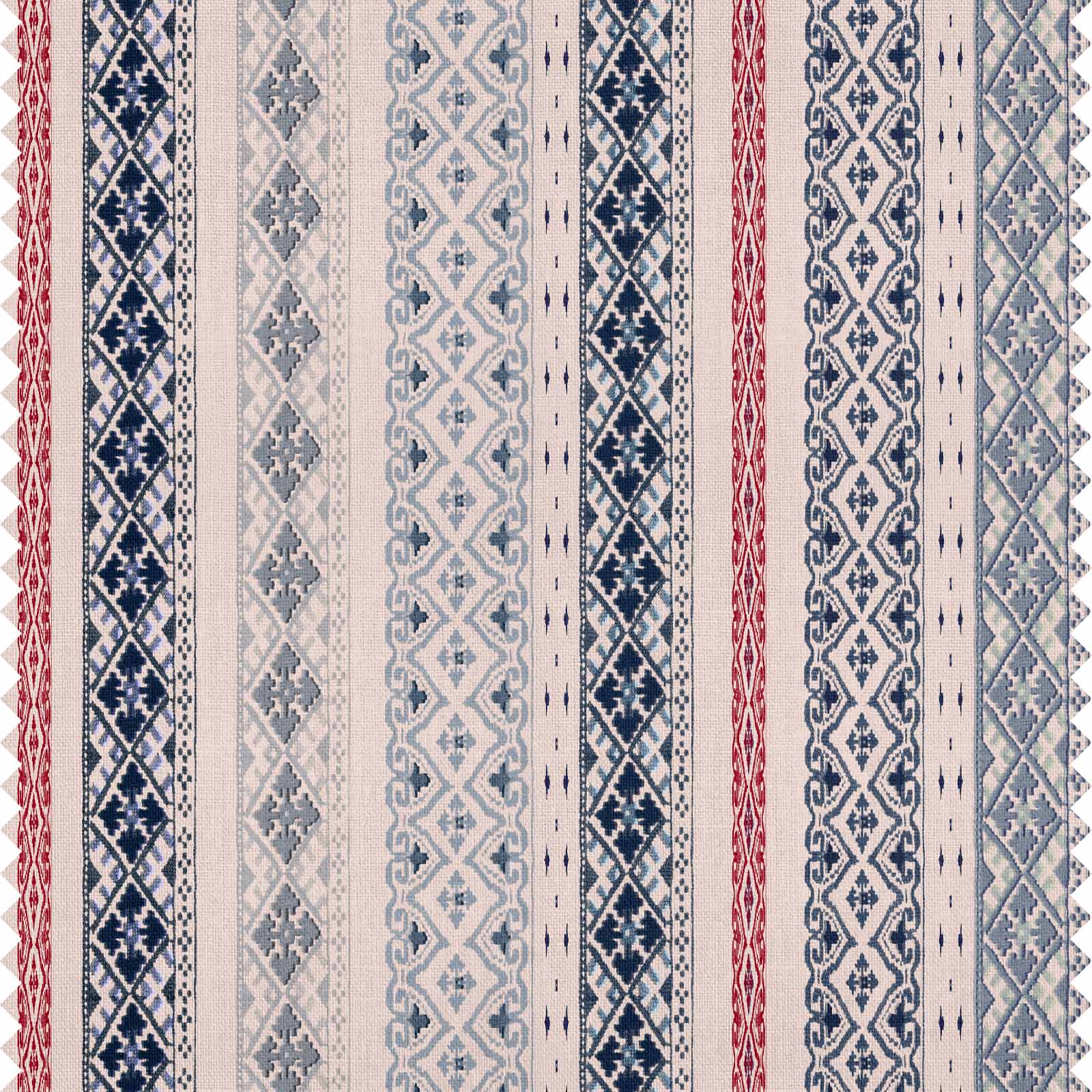 Takla Stripe Fabric - Blue and Red