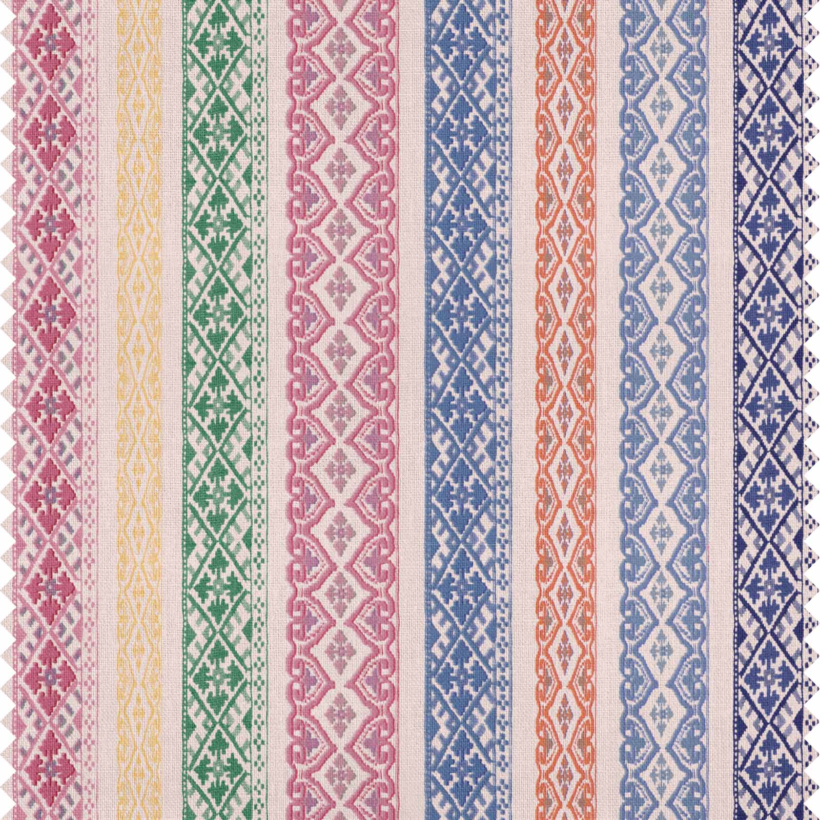 Takla Stripe Fabric - Multi Coloured