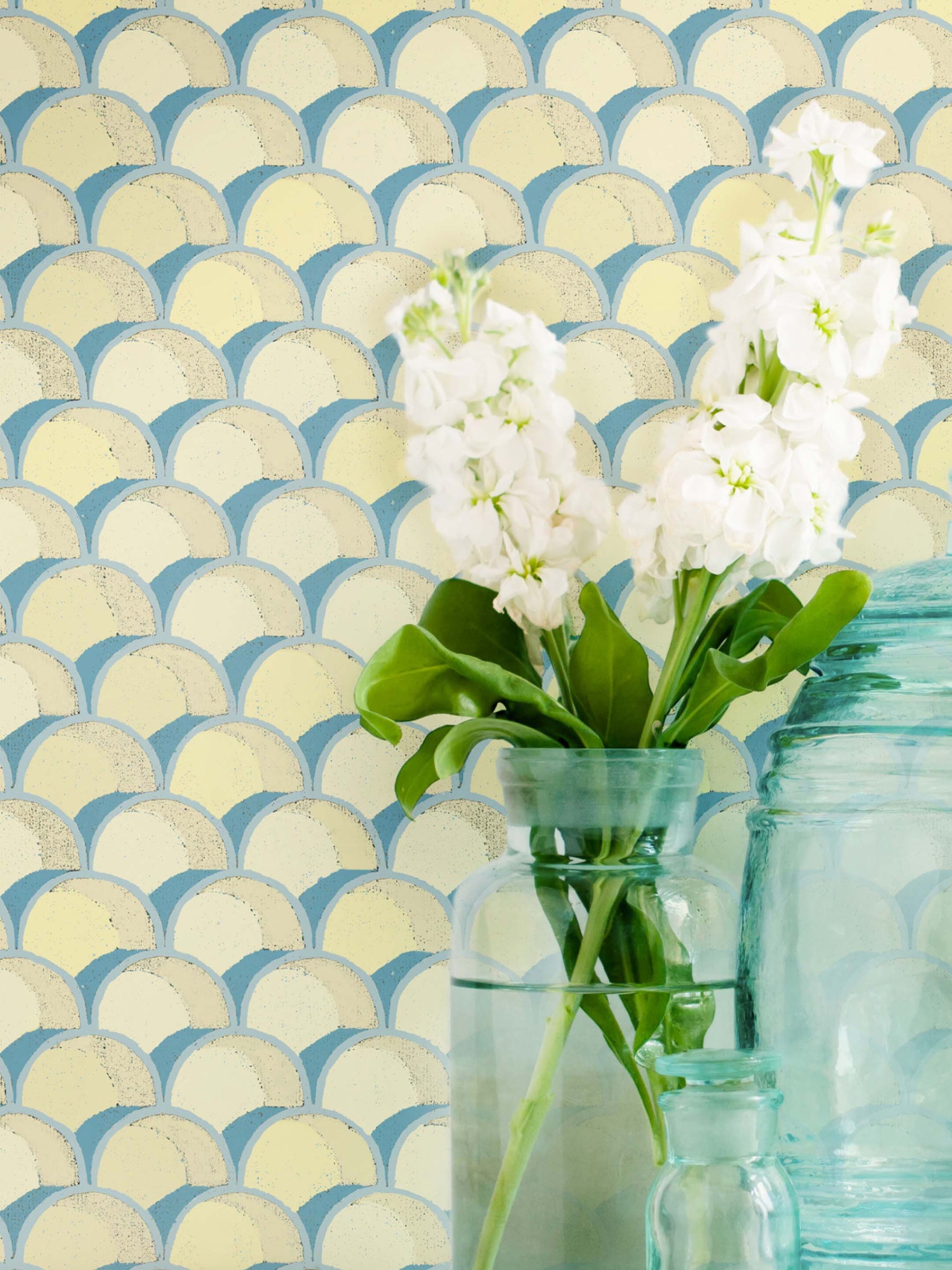 Mermaid Wallpaper - Yellow by Milola Design